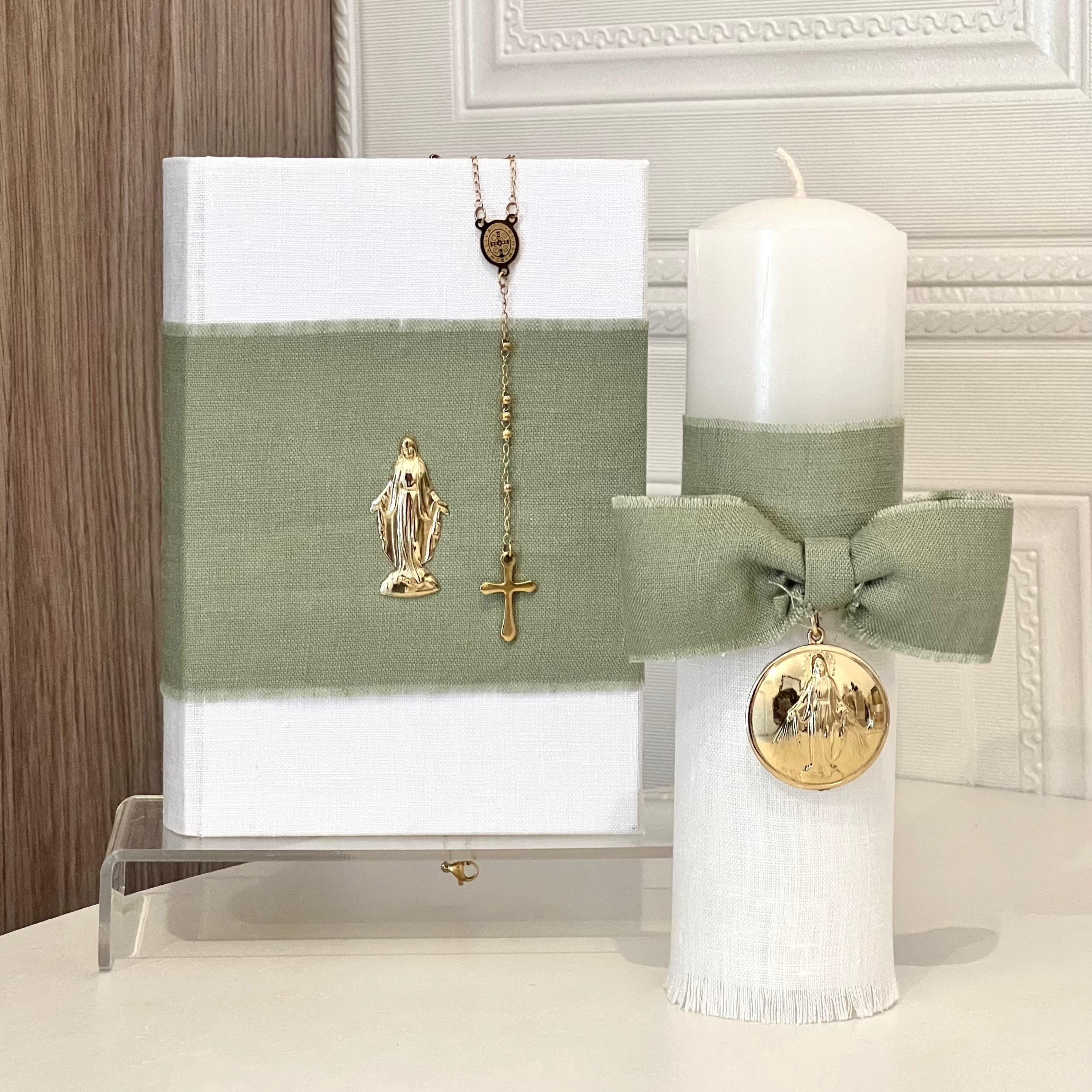 Set Primera Comunión Virgen Milagrosa lino – Exclusivas Casma
